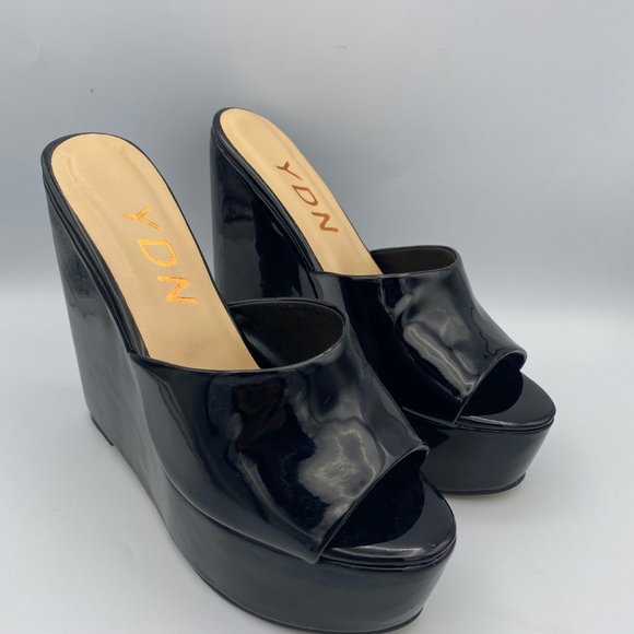 YDN | Shoes | Ydn Black High Heel Platform Mules Peep Toe Sandal | Poshmark